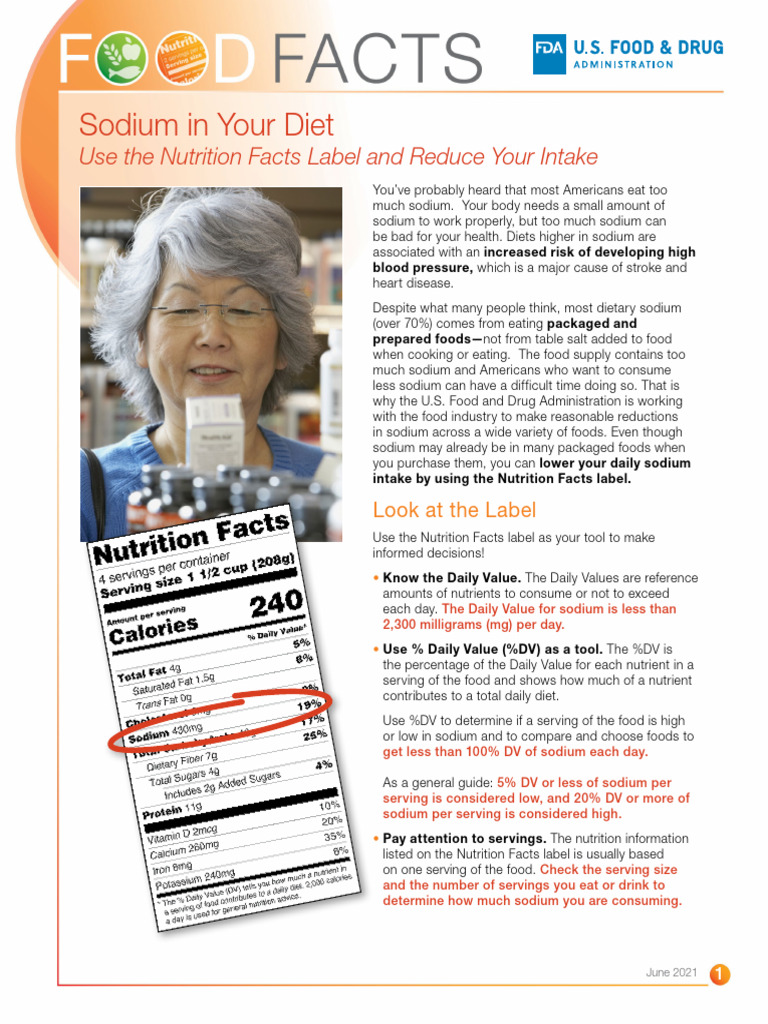Reduce Sodium Intake with Nutrition Labels | PDF | Hypertension | Foods
