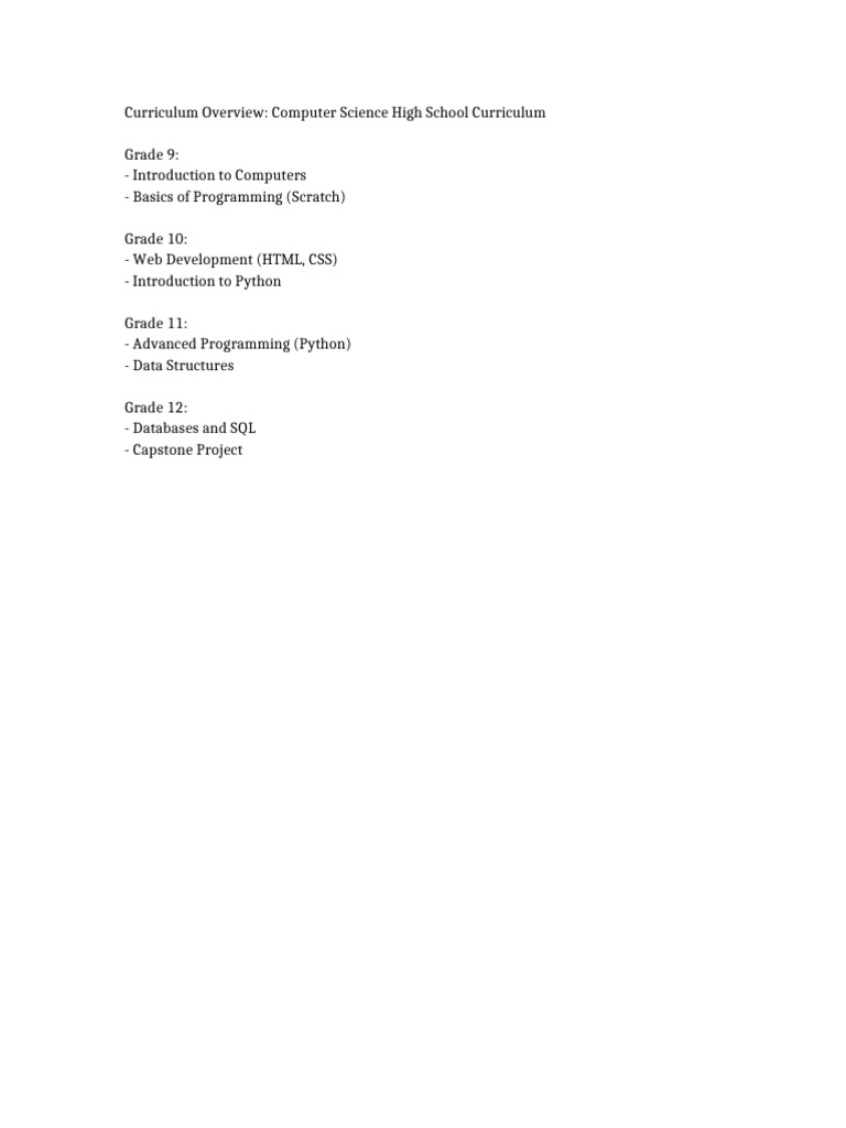 Curriculum Computer Science High School | PDF
