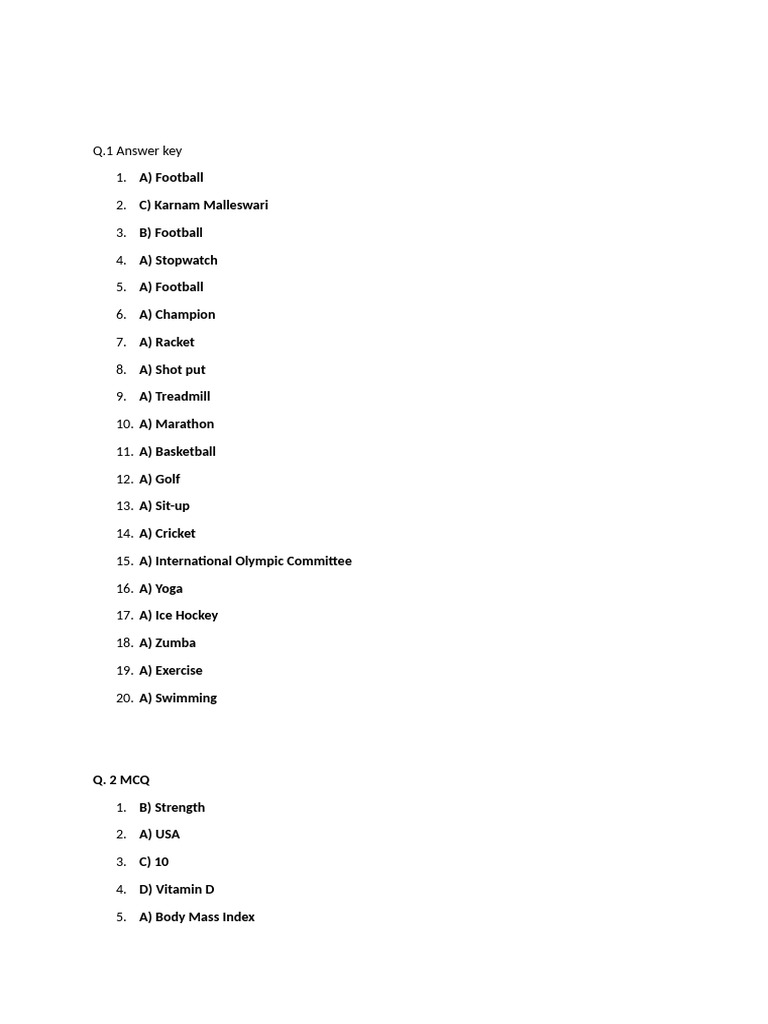New Phydical Education Answer Key | PDF | Physical Fitness ...
