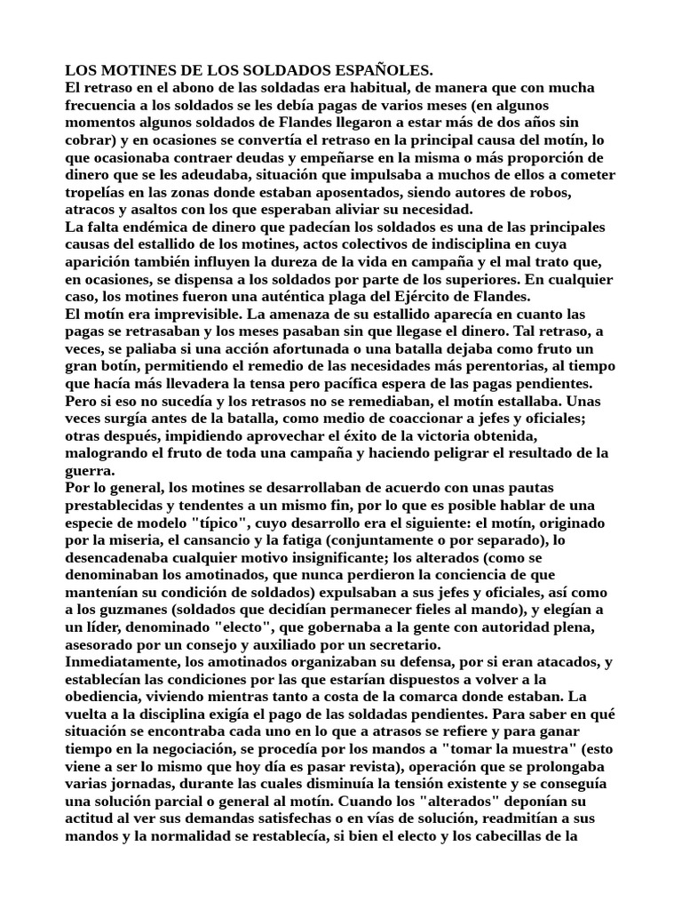 Motines de Soldados Españoles en Flandes | PDF | Conflictos del segundo ...