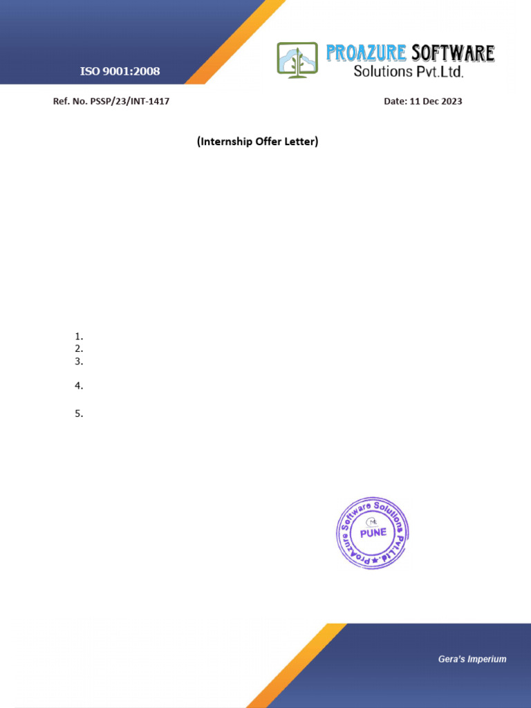 ProAzure RPA Offer Letter | PDF