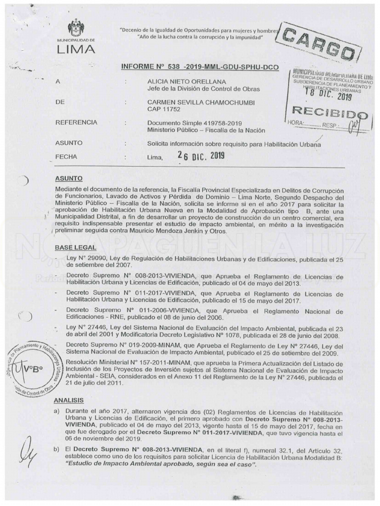 (NALL OCR) INFORME #538-2019-MML-GDU-SPHU-DCO 26 DIC. 2019. Sobre Mall Plaza Comas. 3p | PDF ...