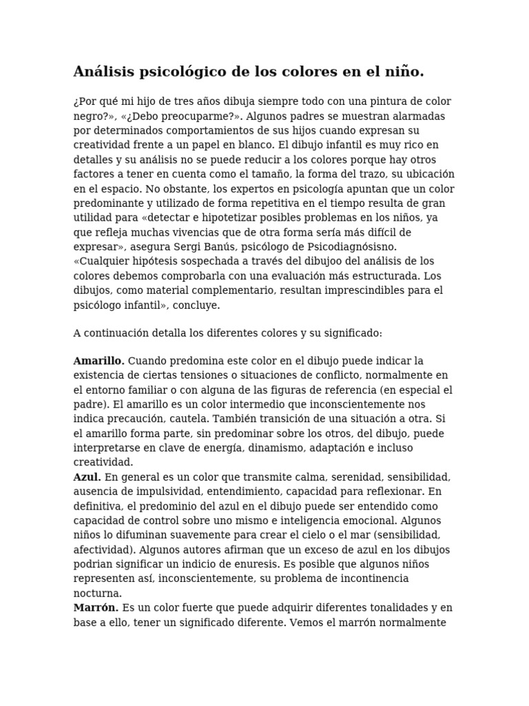 Significado de colores en los niños | PDF | Color | Creatividad