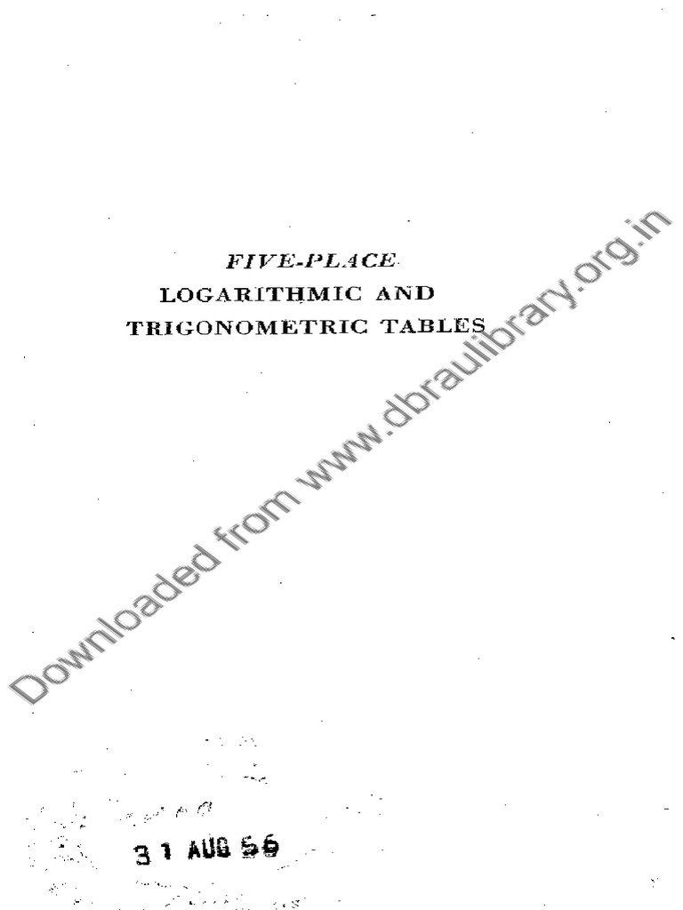 Logarithmic and Trigonometric Tables | PDF