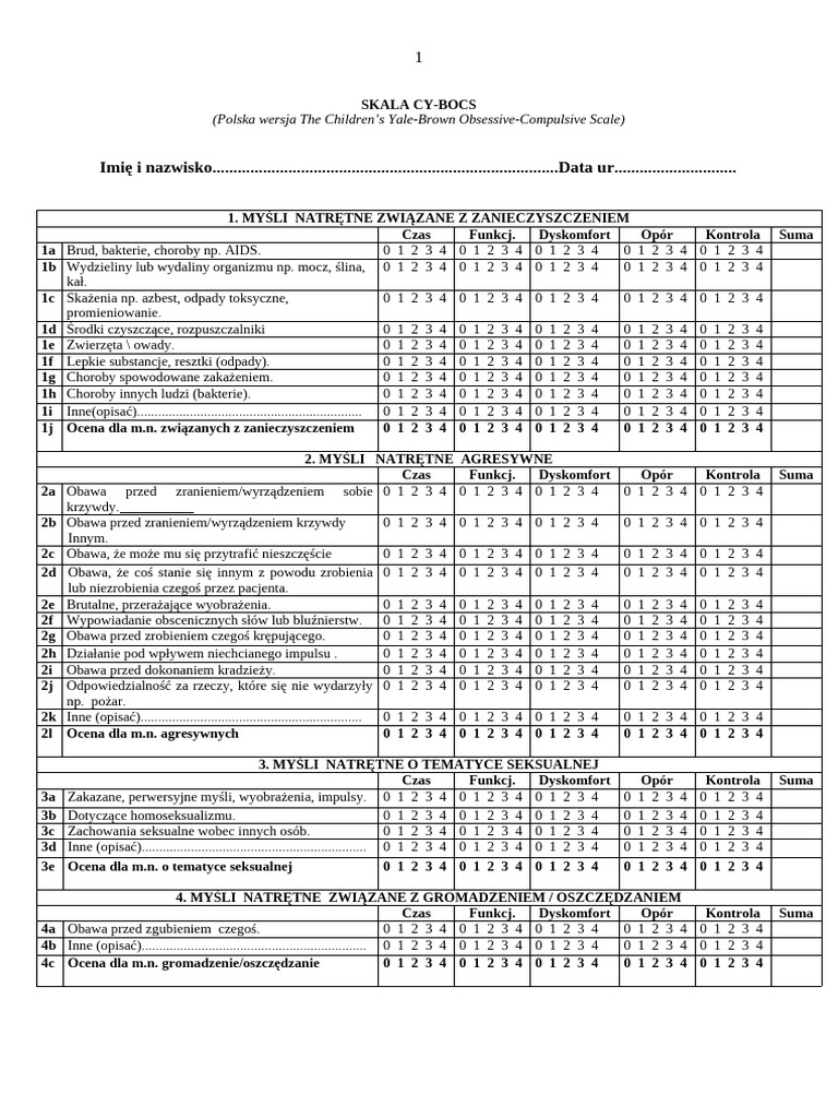CY-BOCS Tabela | PDF