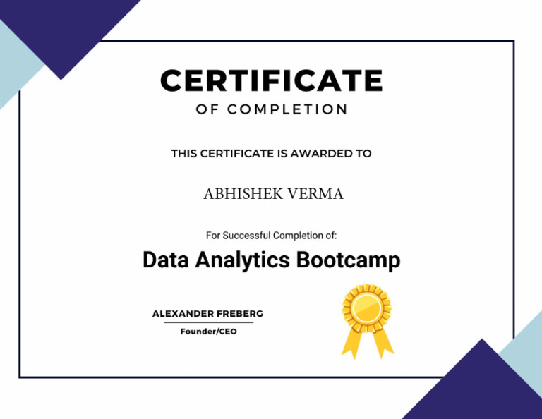 Data Analytics Bootcamp Certification of Completion | PDF