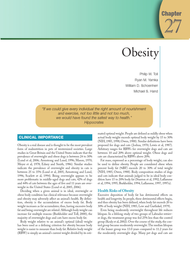 Chapter 27 Obesity | PDF | Obesity | Body Mass Index