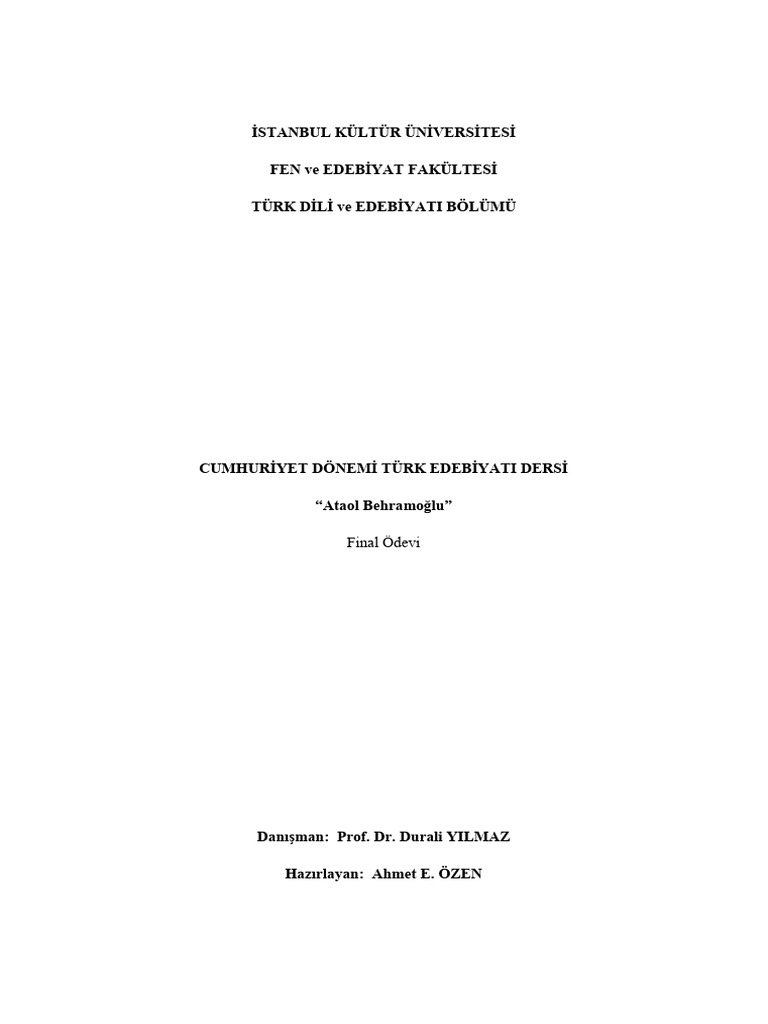 Ataol Behramoglu Siiri PDF | PDF