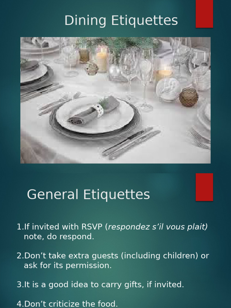 Dining Etiquettes | PDF