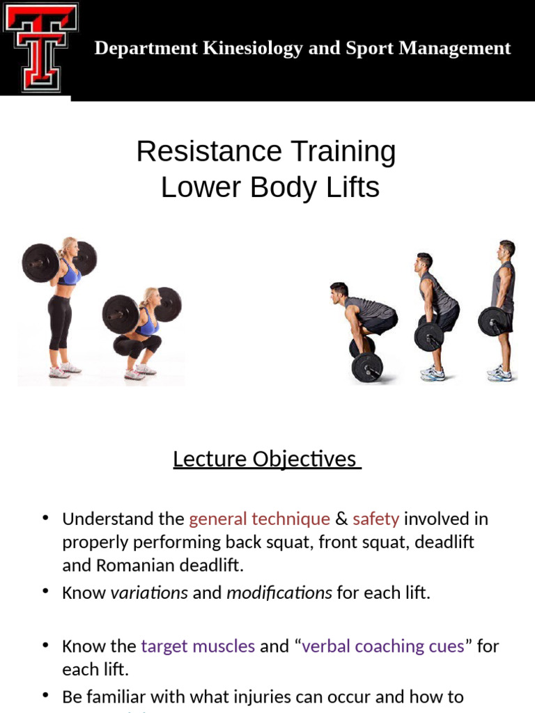 Lec 10 SV - Lower Body Lifts | PDF | Limbs (Anatomy) | Weight Training