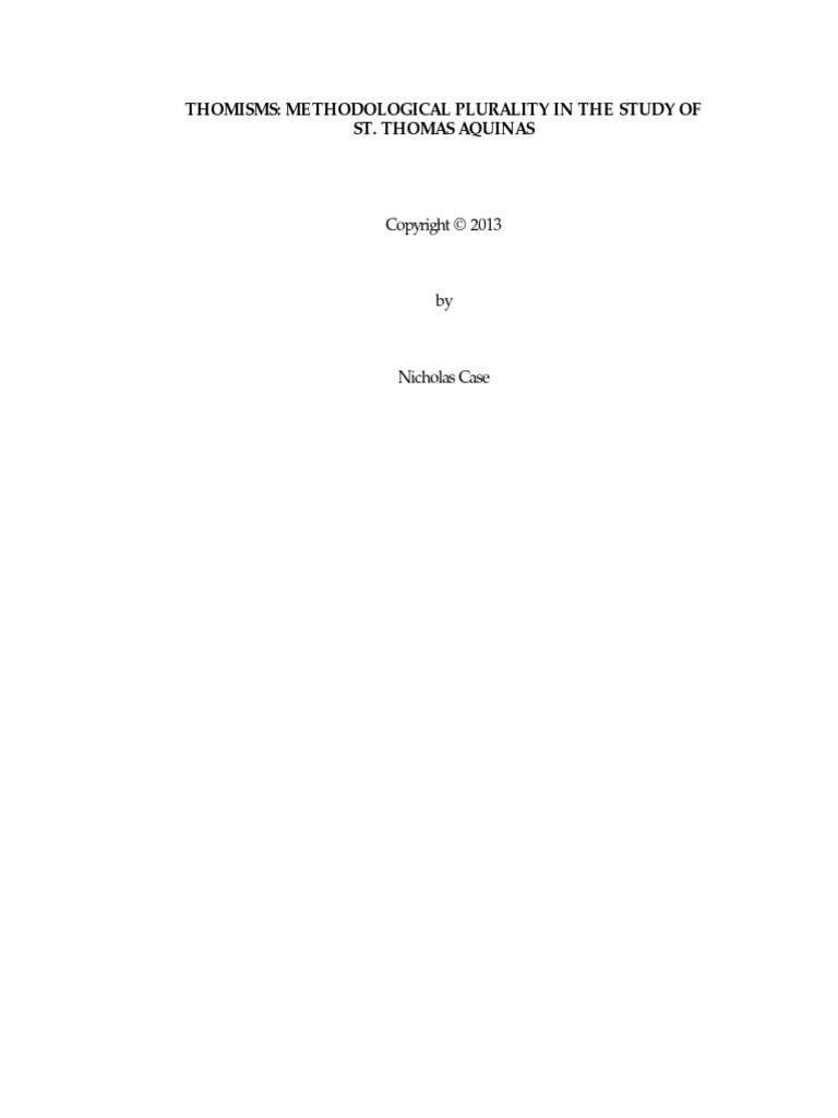 Thomisms Methodological Plurality in The | PDF | Thomism | Science