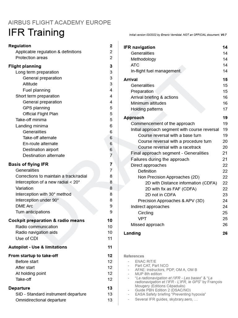 AFAE - IFR Training DRAFT V0.7 | PDF | Instrument Flight Rules | Air Traffic Control