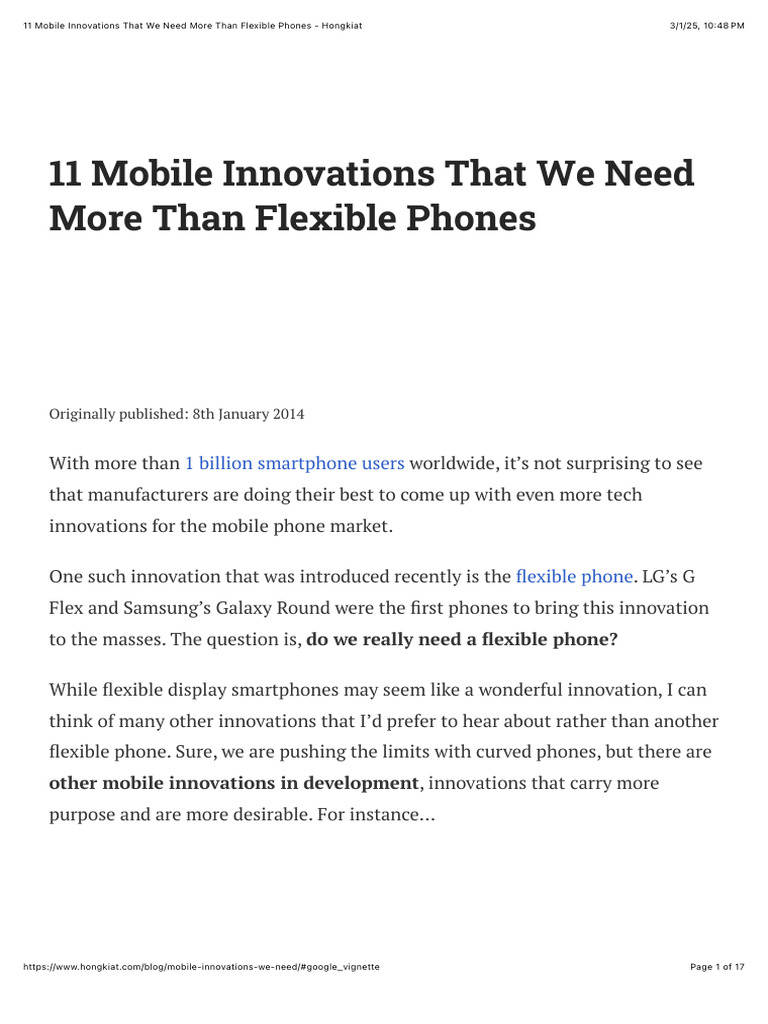 11 Mobile Innovations That We Need More Than Flexible Phones - Hongkiat | PDF | Smartphone ...