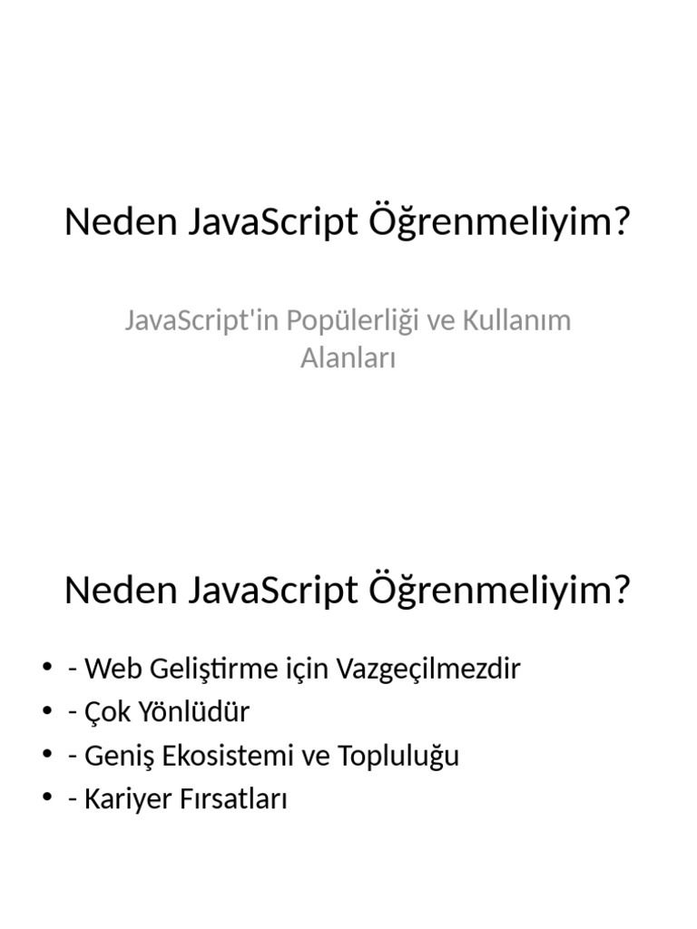 Neden JavaScript Ogrenmeliyim Sunumu | PDF