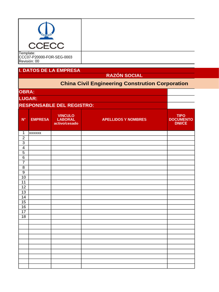 CCC07-P20000-FOR-SEG-0003 Rev. 00 - Formato LOG Resultado de EMO | PDF