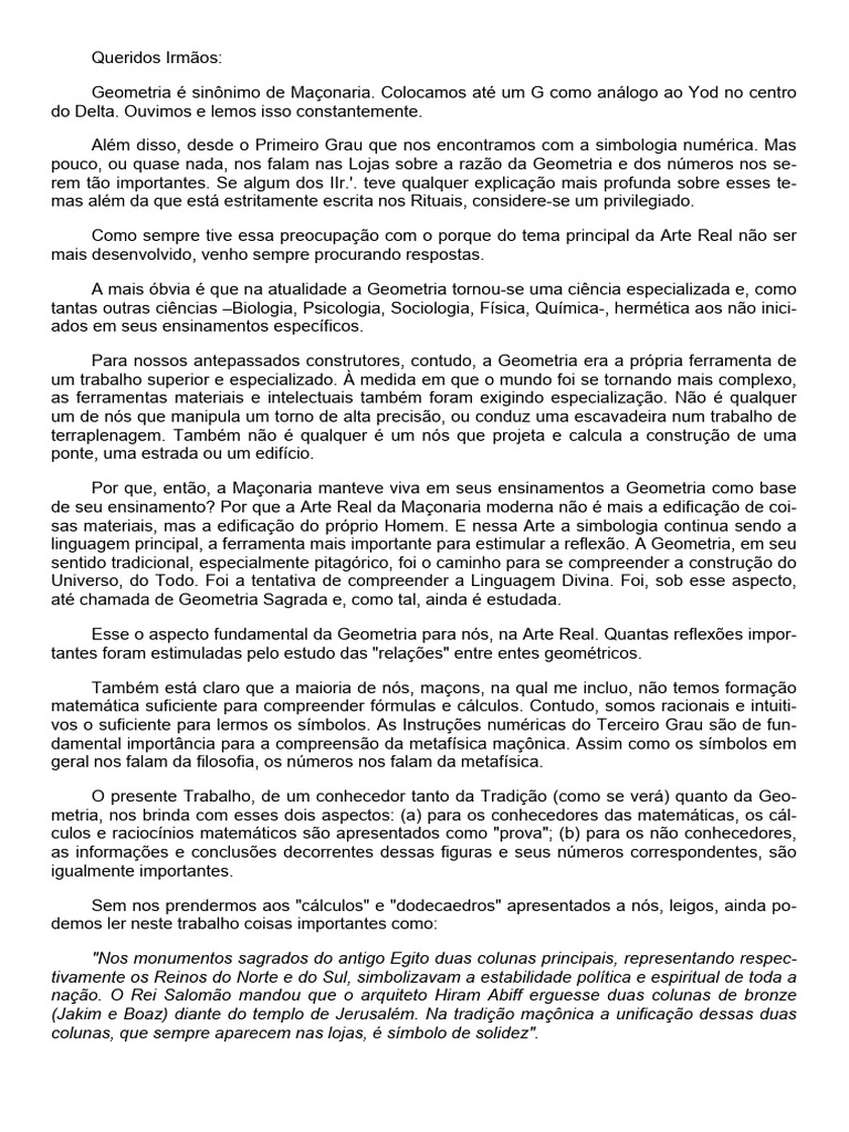 Geometria e Simbolismo na Maçonaria | PDF | Pitágoras | Triângulo