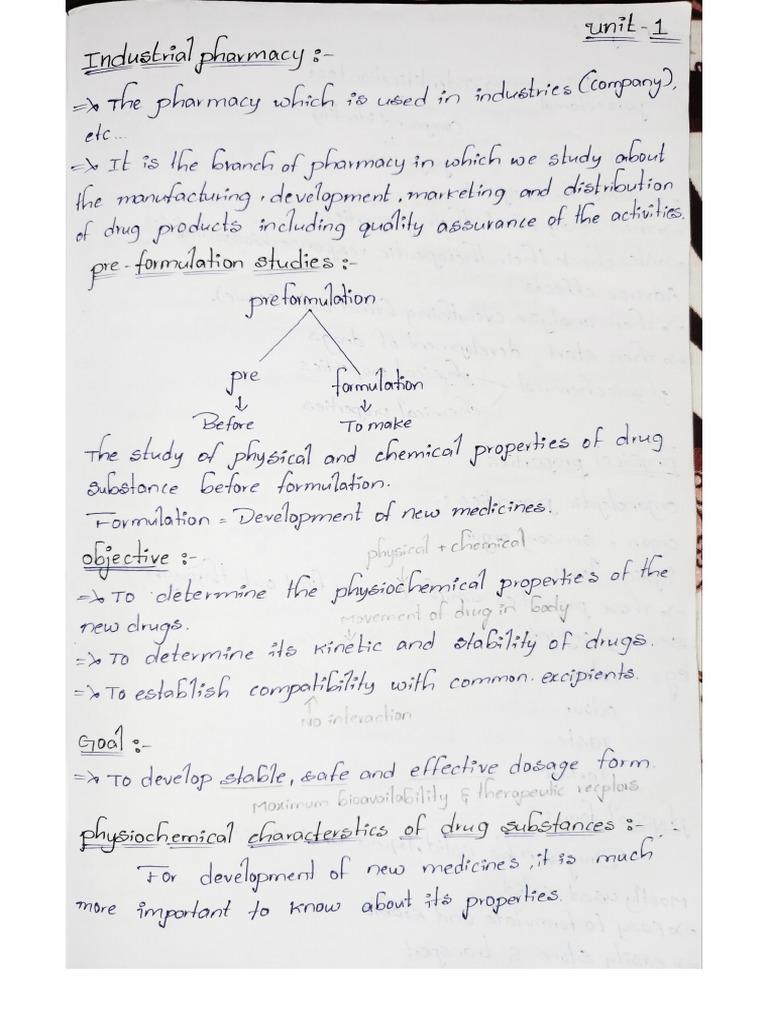 Industrial Pharmacy Unit 1 Notes | PDF