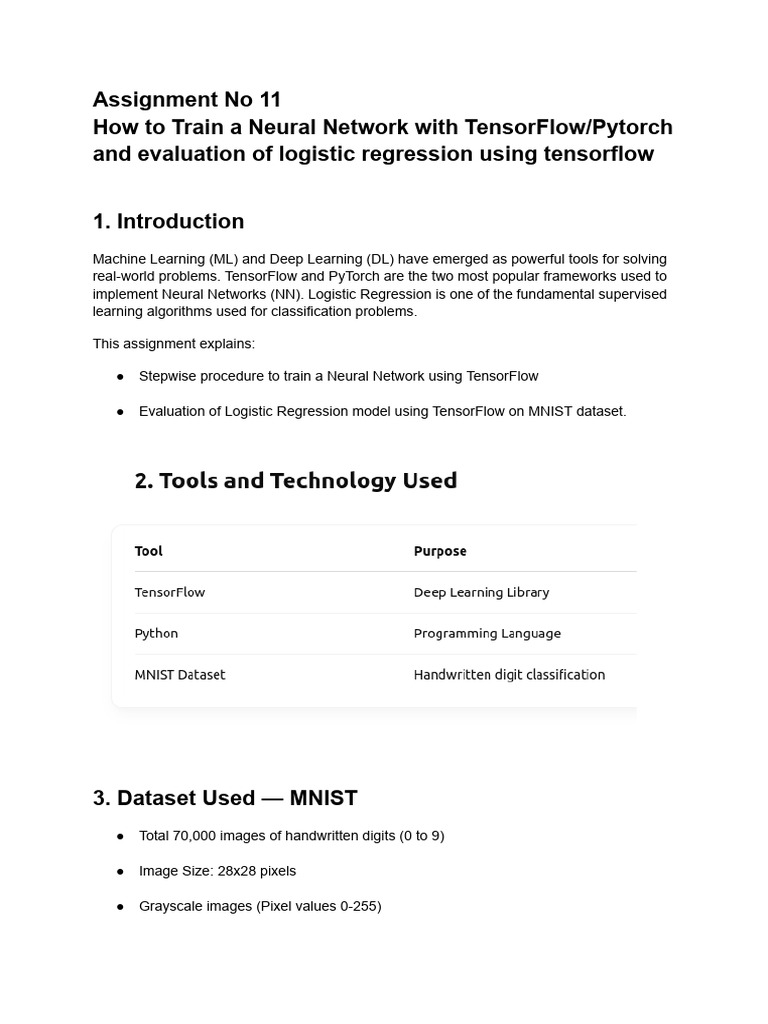 How to Train a Neural Network with TensorFlow_Pytorch and evaluation of logistic regression ...