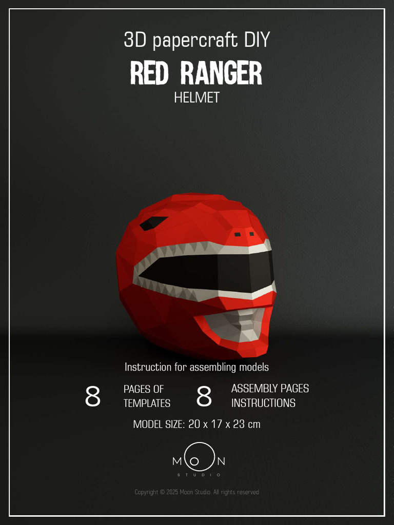 Red Ranger Helmet Papercraft Guide | PDF | Paper | Printing Materials