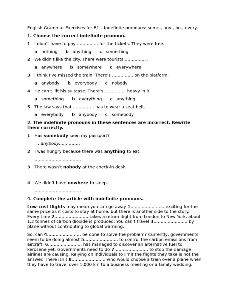 Identify Pronouns - Zaimki Nieokreślone | PDF