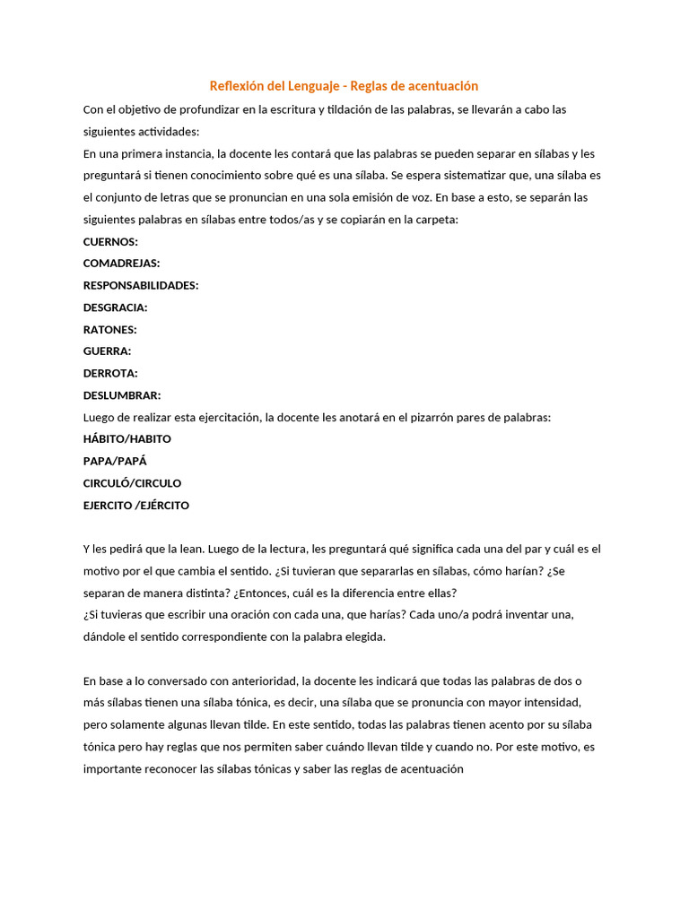 Reglas de Acentuación | PDF | Sílaba | Lingüística