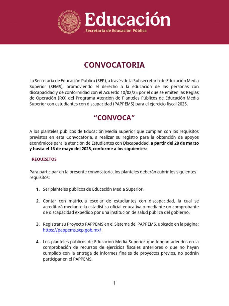 Convocatoria_S298_2025 | PDF | Invalidez | Educación Secundaria