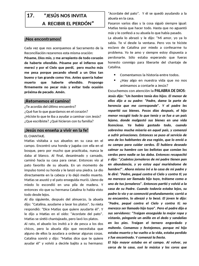 Encuentro 17 Jesus Nos Invita A Recibir El Perdon | PDF | Perdón | Amor