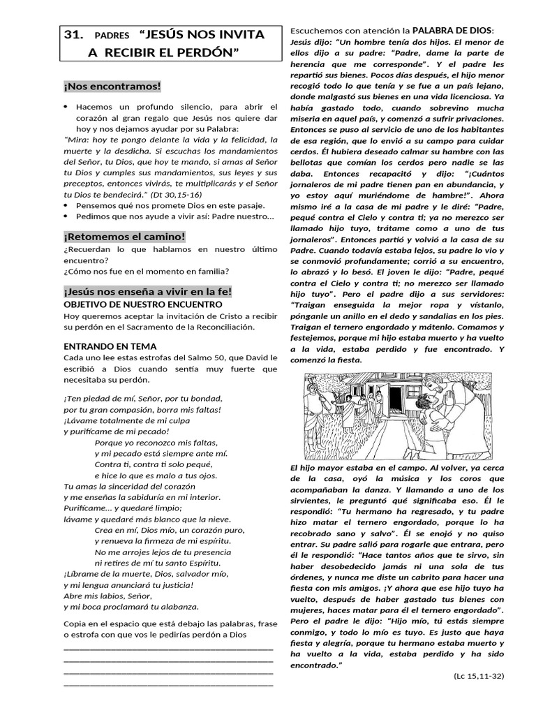 Encuentro 17 PADRES Jesus Nos Invita A Recibir El Perdon | PDF | Perdón