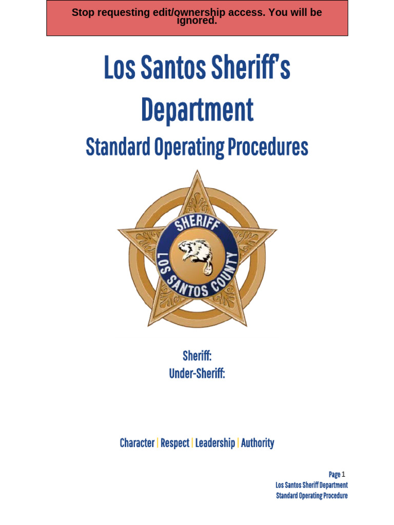 Los Santos Sheriff Department SOP Guide | PDF | Integrity | Goal