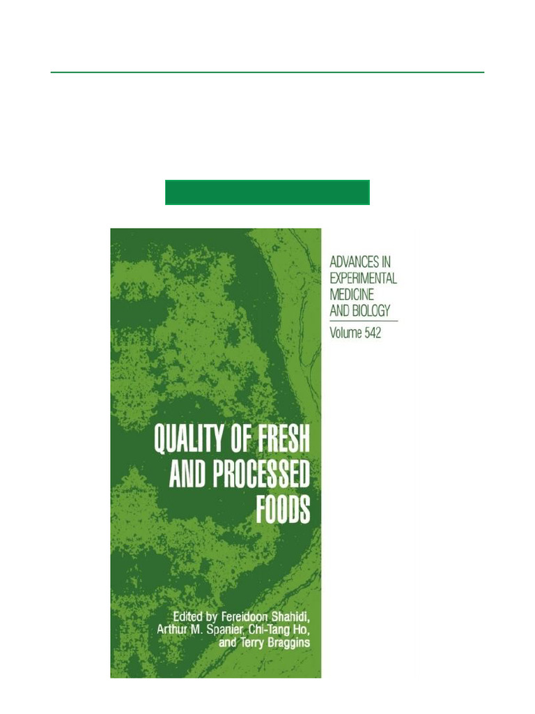Quality of Fresh and Processed Foods - 1st Edition Unrestricted ...