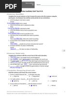 Life Vision Pre-Intermediate Unit 3 Test | PDF