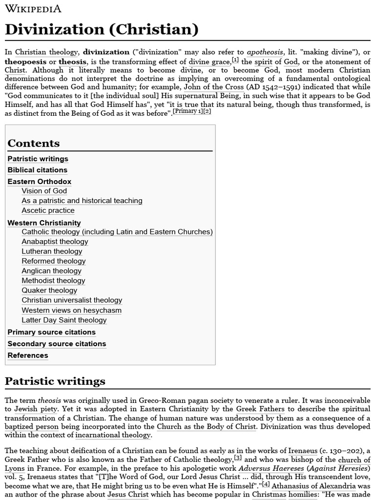 Deification Theosis & Divinization - Wikipedia | PDF | Theology ...