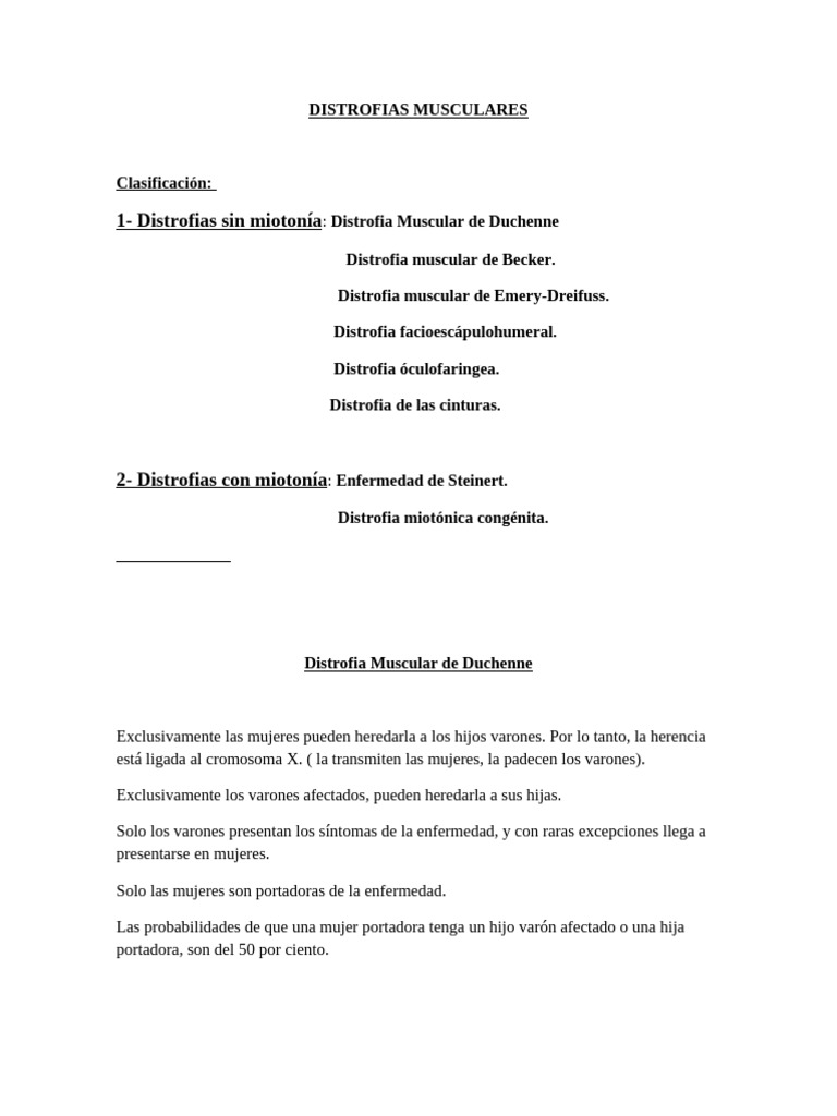 Clasificación de Distrofias Musculares | PDF | Enfermedades y ...