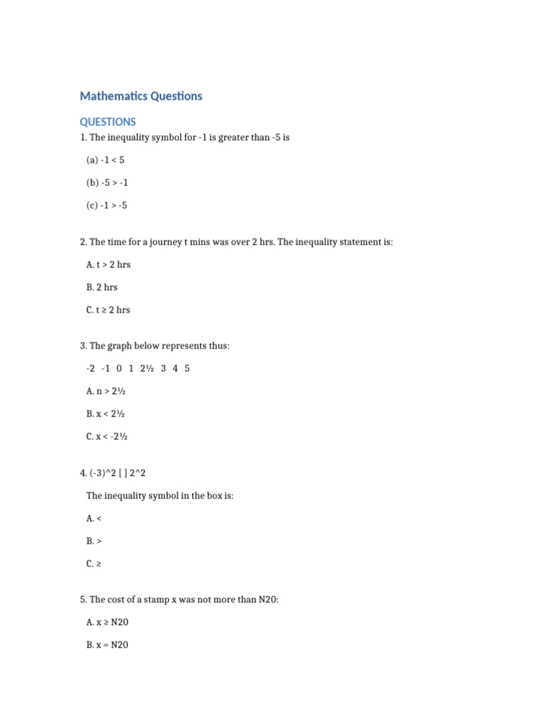 Mathematics Questions | PDF