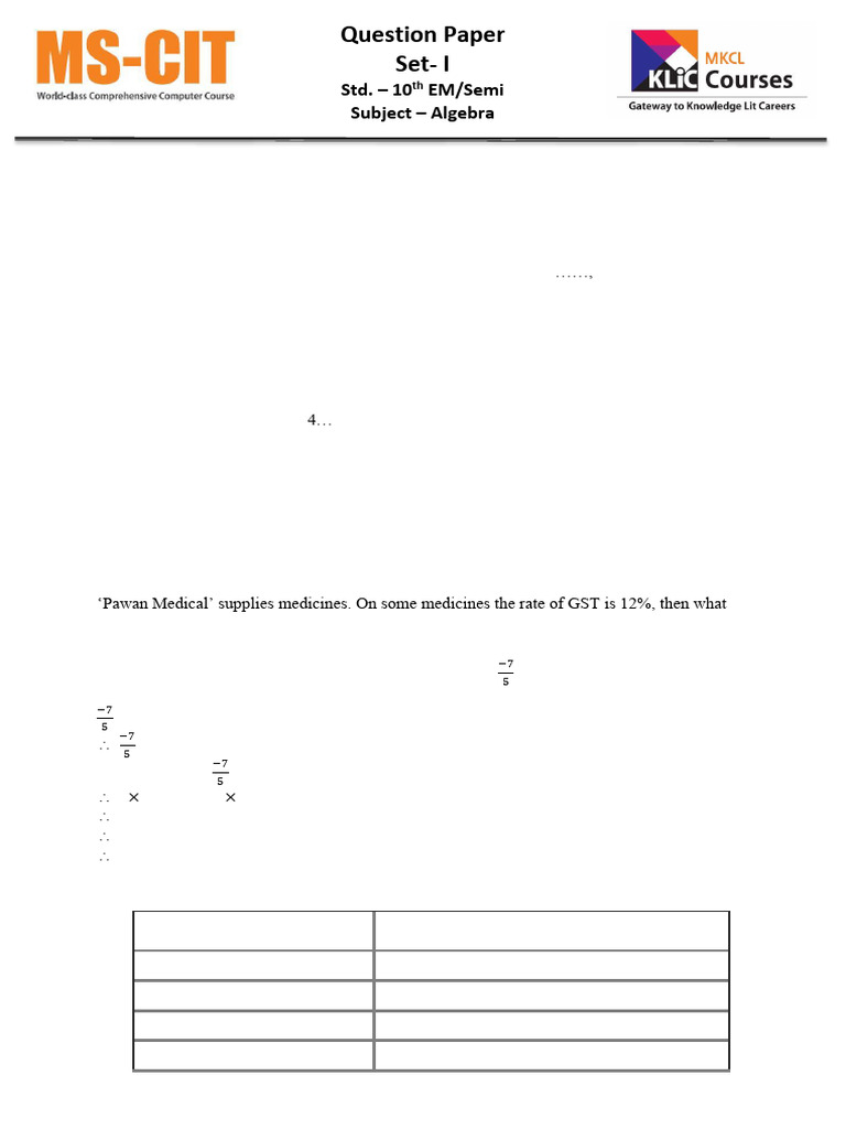 10th Grade Algebra Question Paper | PDF | Mathematics | Algebra