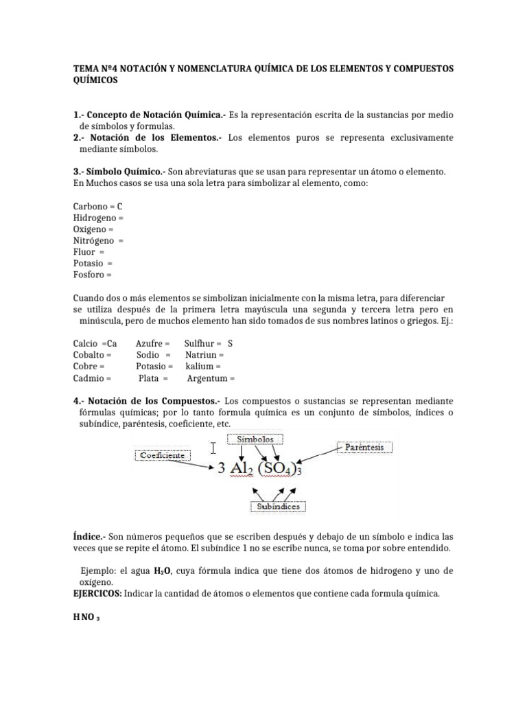 Notación y Nomenclatura Química | PDF