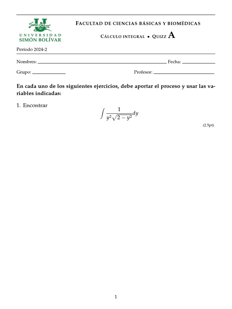 Prueba Corta Cálculo Integral C2 | PDF