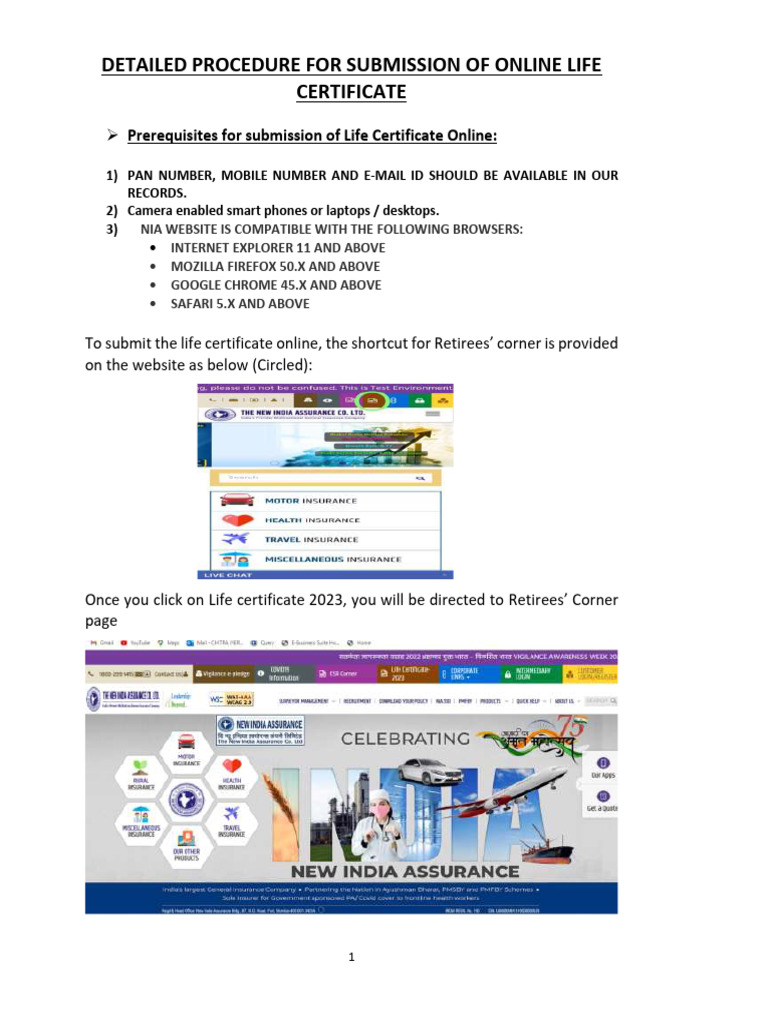 Procedure For Online Submission of Life Certificate. | PDF | Software ...