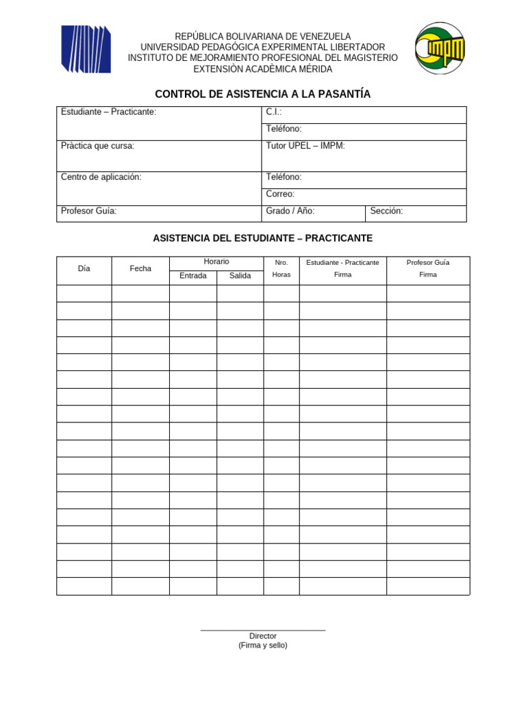 Control de Asistencia Estudiante Practicante 2025 I | PDF