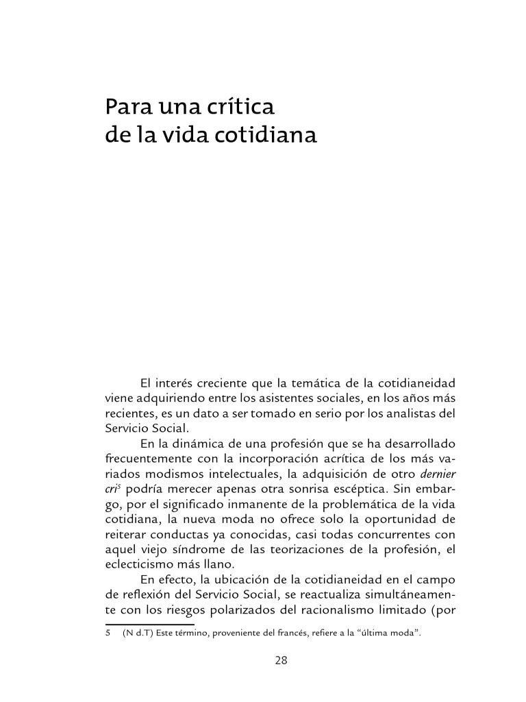 Crítica de la Cotidianeidad en el Servicio Social | PDF | Karl Marx ...