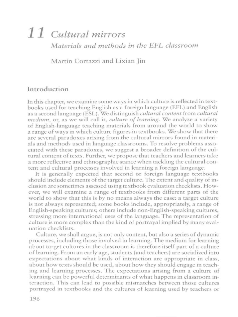 Cultural Mirrors Materials and Methods in The EFL Classroom | PDF