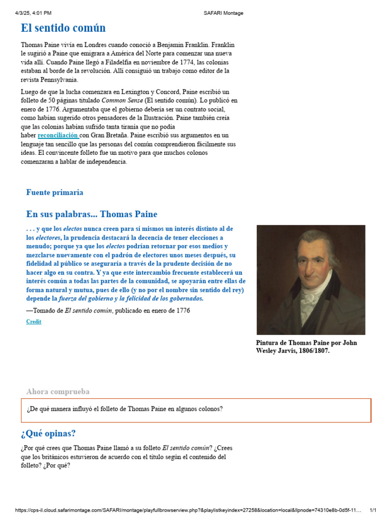 El sentido común de Thomas Paine | PDF | Thomas Paine | Sentido común