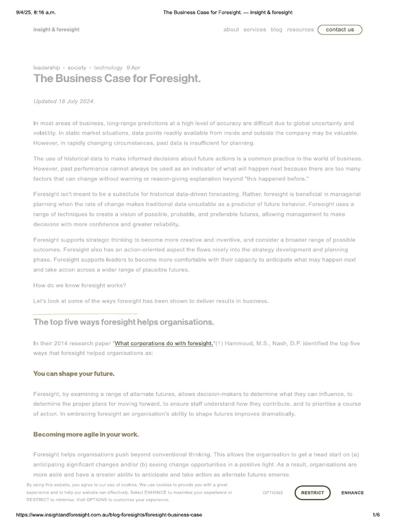 Business Case For Foresight | PDF