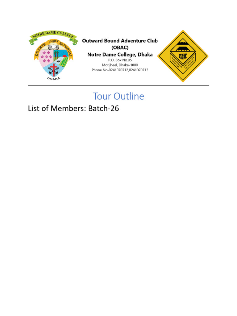 Tour Outline | PDF