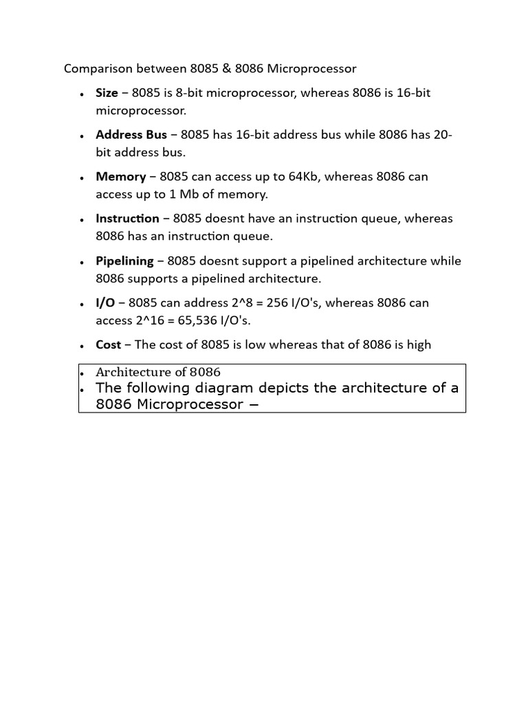 Comparison Between 8085 | PDF | Digital Electronics | Office Equipment