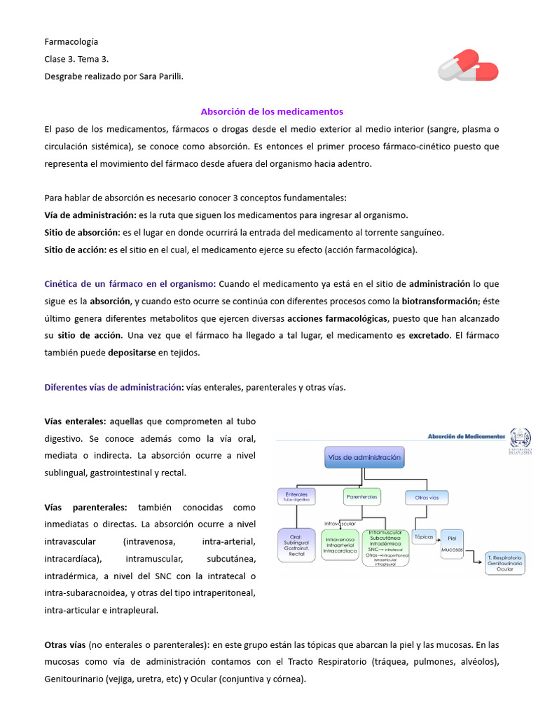 Clase 3 - Tema 3 Farmacología | PDF | Medicamentos con receta | Tableta (Farmacia)