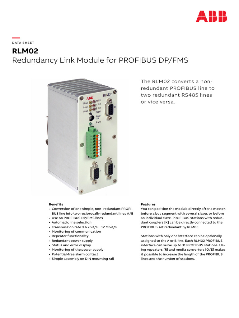 3bdd011641 - A - en - rlm02 Redundancy Link Module For Profibus DP ...