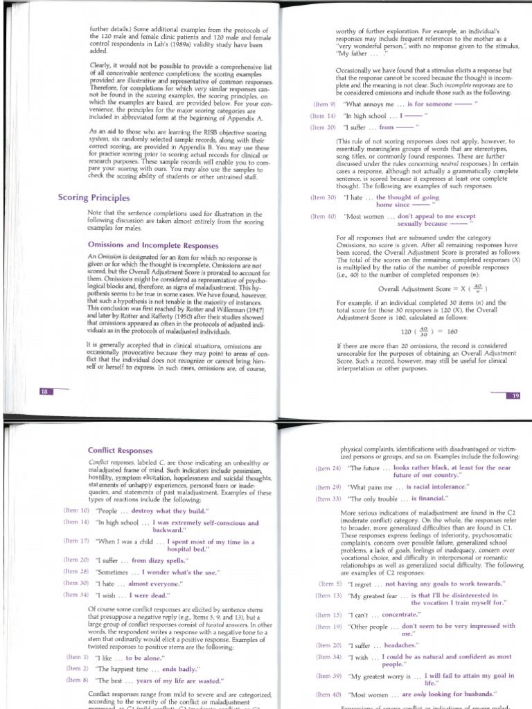 RISB Scoring Principles (Manual) | PDF