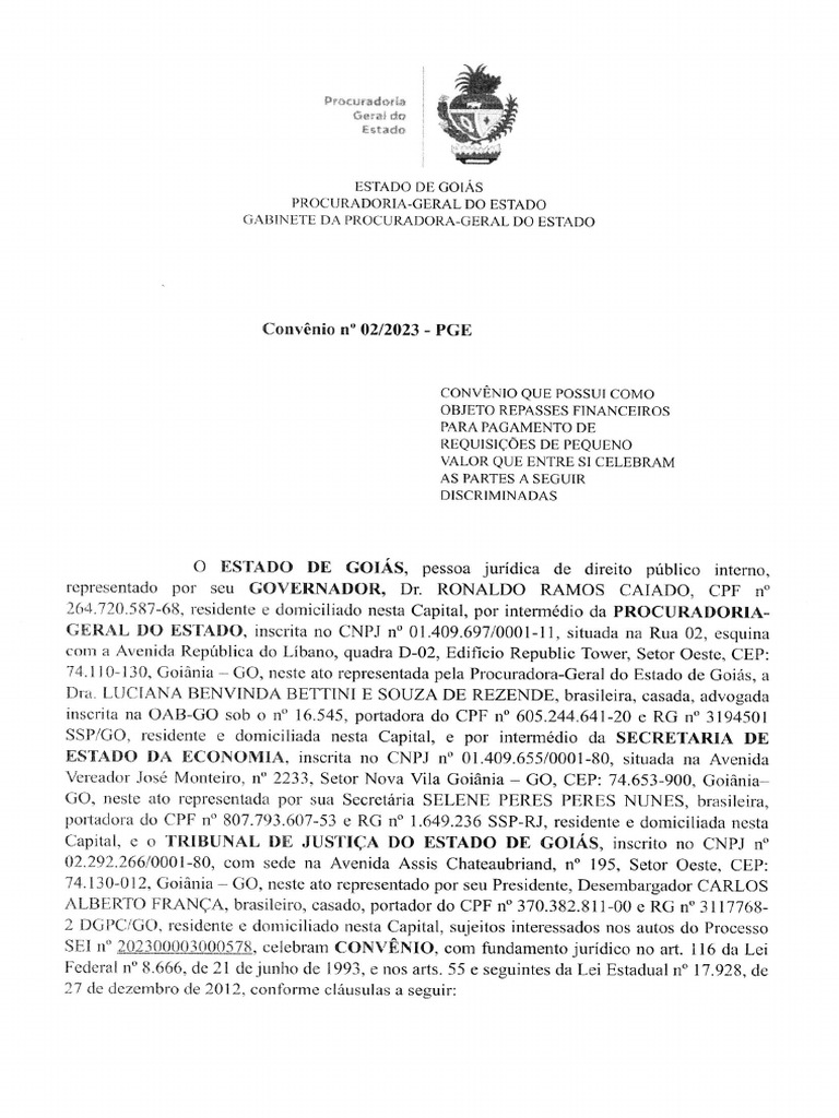 Convenio-2-2023-PGE Goiás | PDF