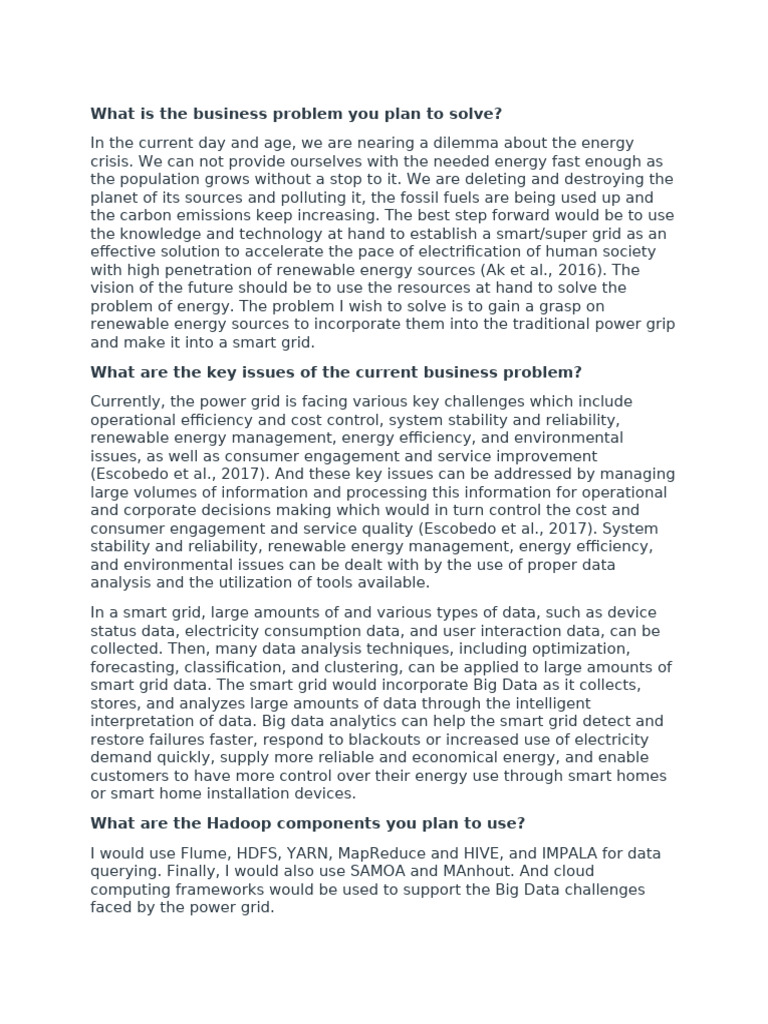 Big Data Solution Using Hadoop - Project For Big Data Management | PDF | Apache Hadoop | Smart Grid